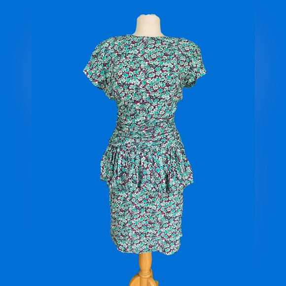 karin stevens | Dresses | Vintage 8s Karin Stevens Green Purple Floral ...
